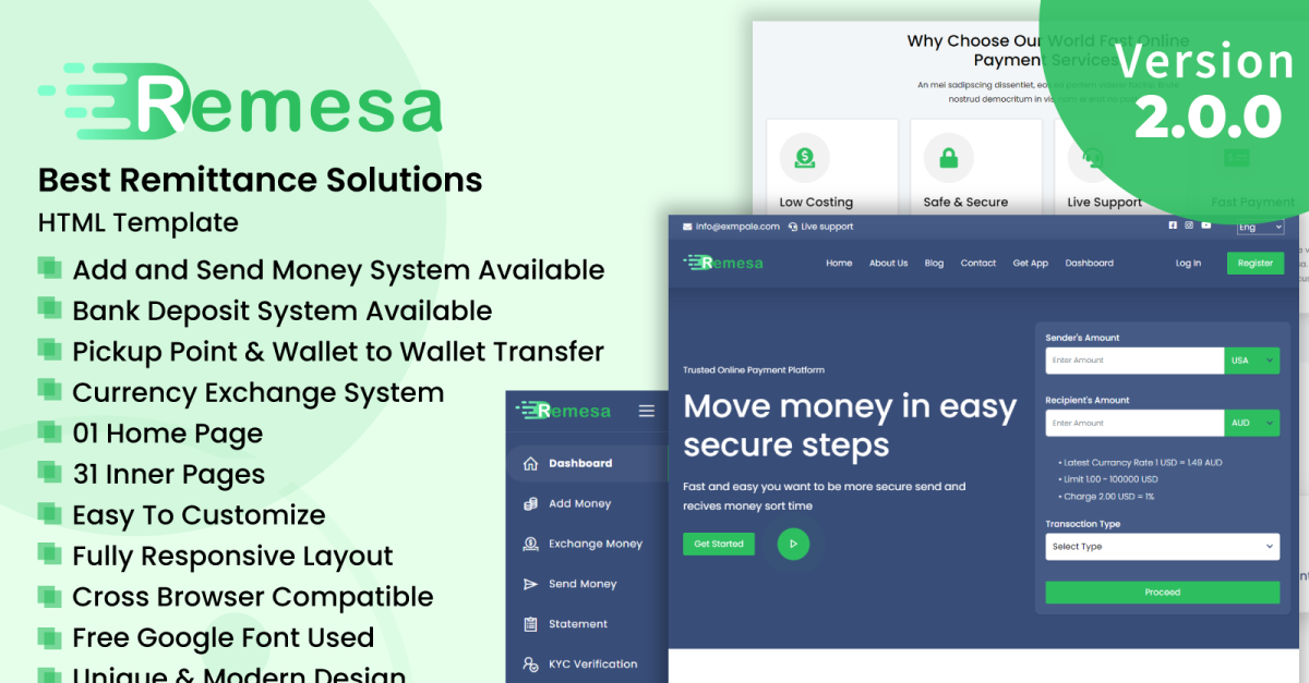 Remesa - Plantilla HTML de las mejores soluciones de remesas