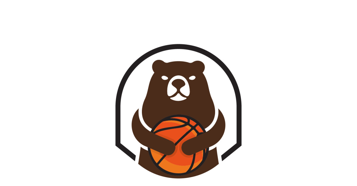 Bear basketball mascot logo design template for sports club