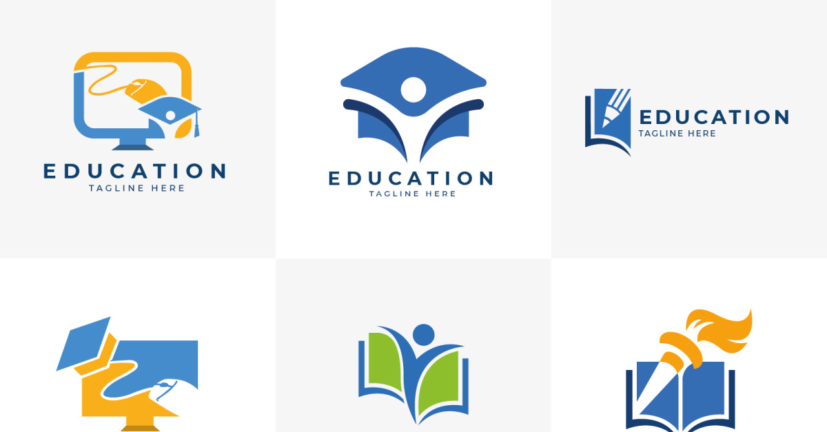 Modèle de collection de conception de logo d'éducation