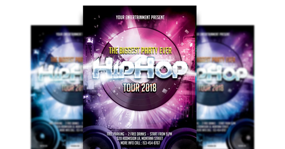 Hip Hop Flyer Template #3 #287391 - TemplateMonster