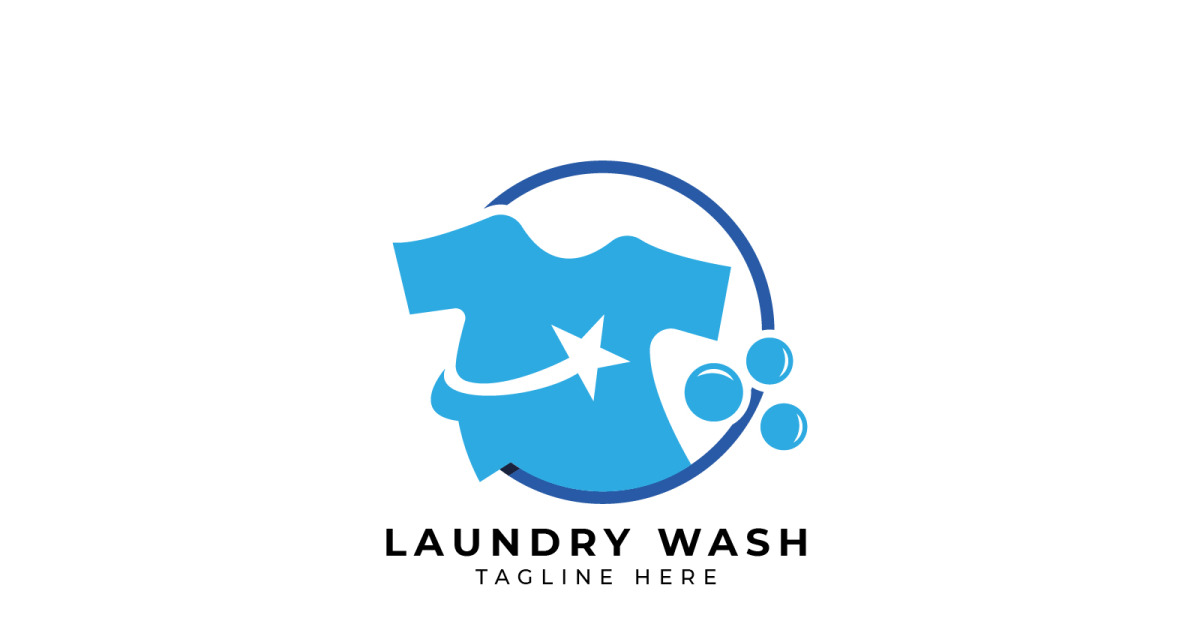 Modèle de conception de logo de lavage de t-shirt de blanchisserie