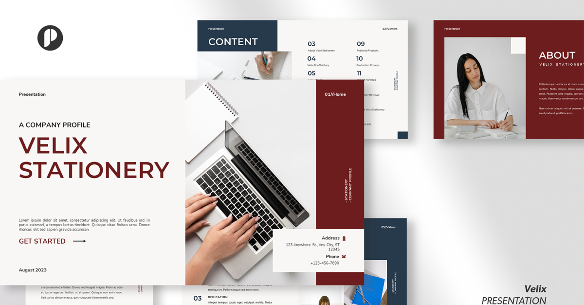 Velix - verführerische, weiße, moderne, minimalistische Präsentation des Firmenprofils