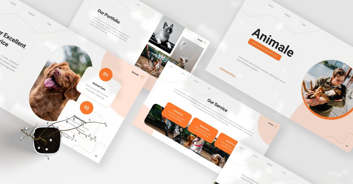 Animale - Haustierpflege Powerpoint-Vorlage - TemplateMonster