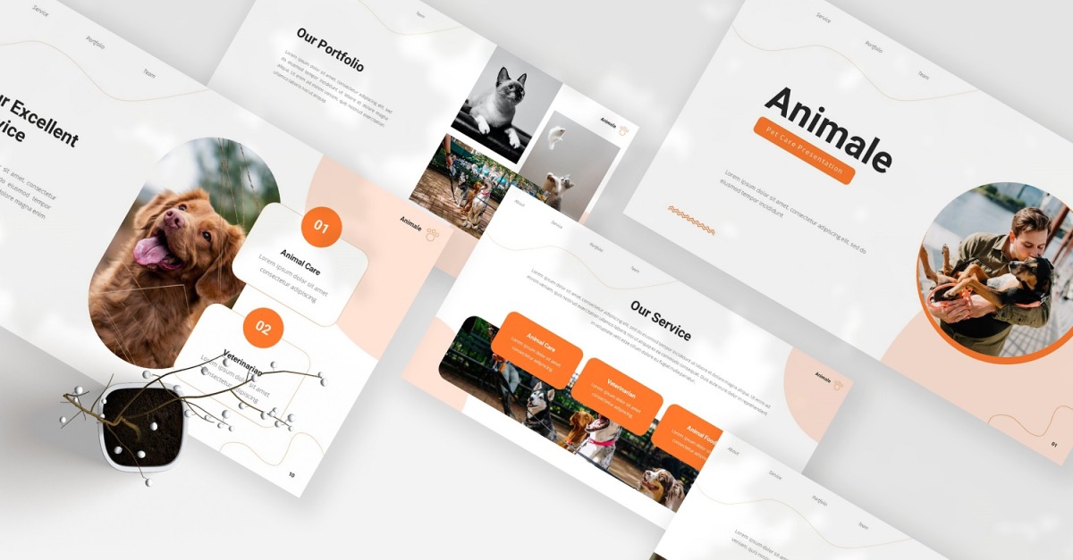 Animale - Pet Care Powerpoint Şablonu - TemplateMonster