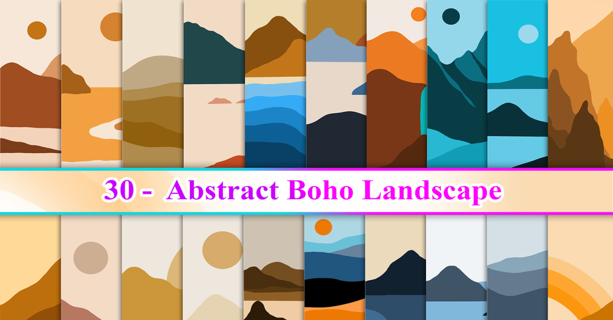 Minimalistic Boho Landscape, Abstract Boho Landscape, Boho Background