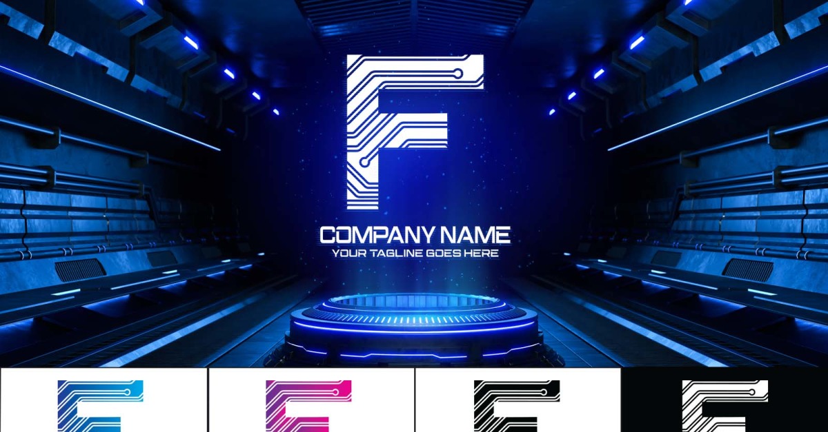 Nouvelle technologie F Letter Logo Design-Identité de marque