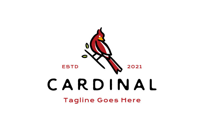 Vintage Cardinal Bird Logo Design Illustration