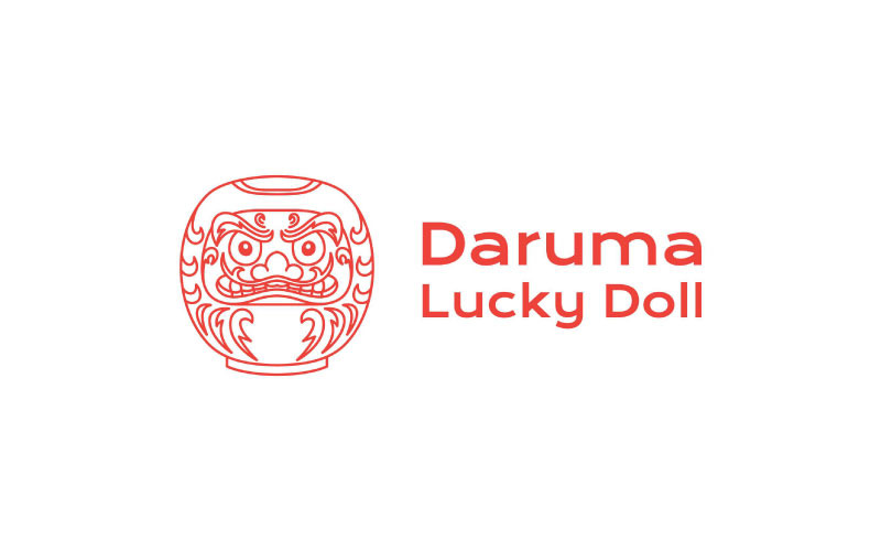 Line Art Japanese Daruma Doll Logo Design Vector Template