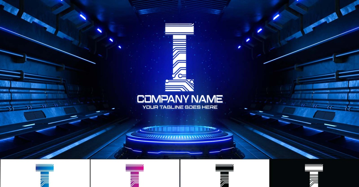 Technologie I Letter Logo Design-Identita značky