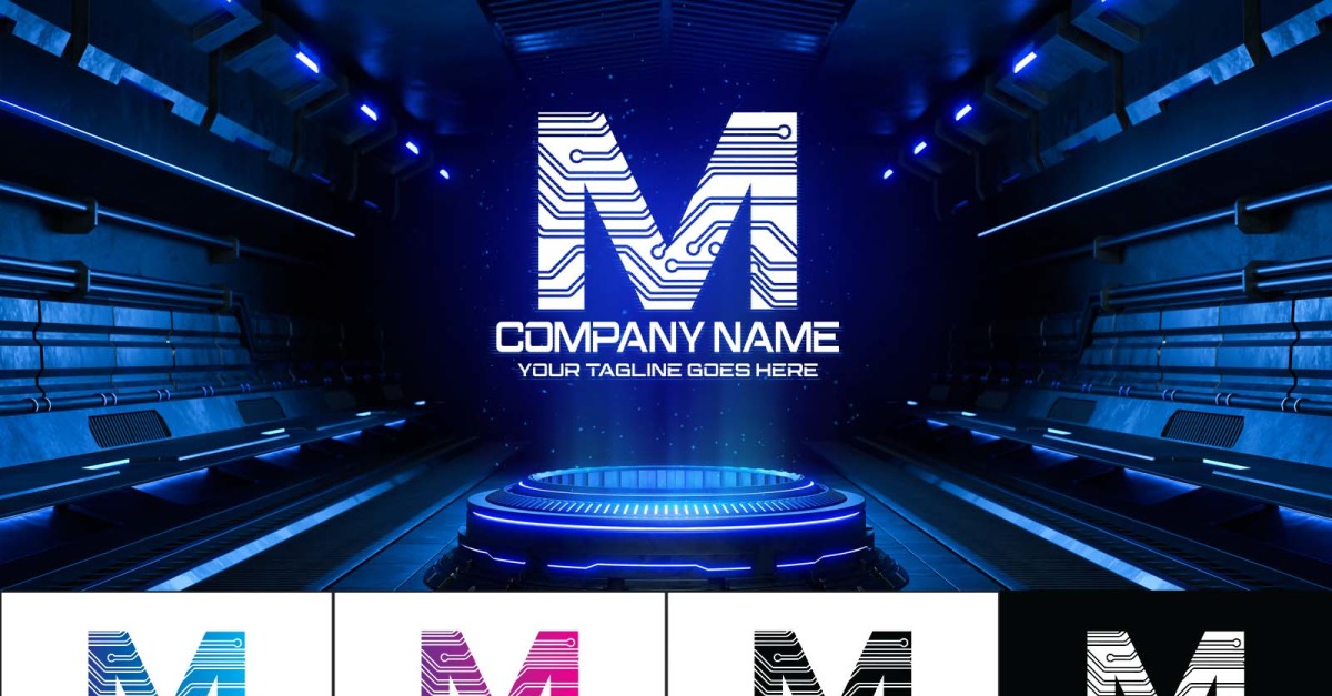 Technology M Letter Logo Design-Brand Identity
