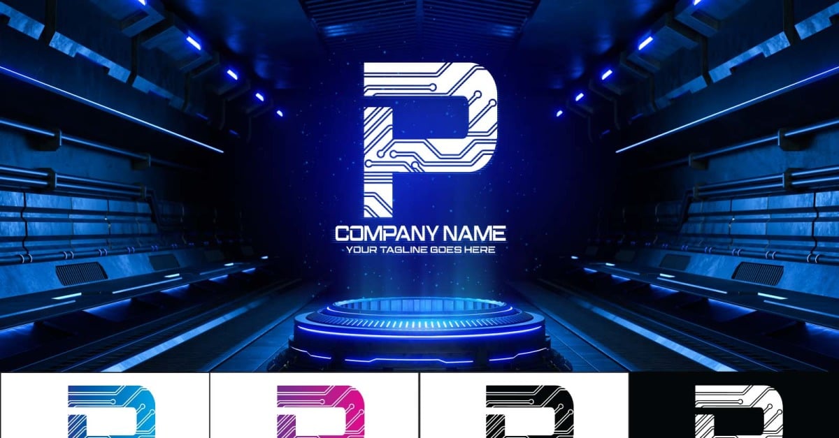 Technology P Letter Logo Design-Brand Identity