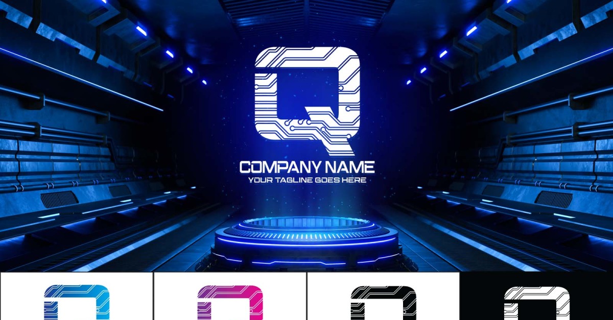 Technology Q Letter Logo Design-Brand Identity