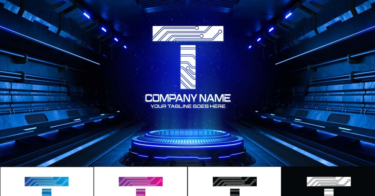Technology T Letter Logo Design-Brand Identity