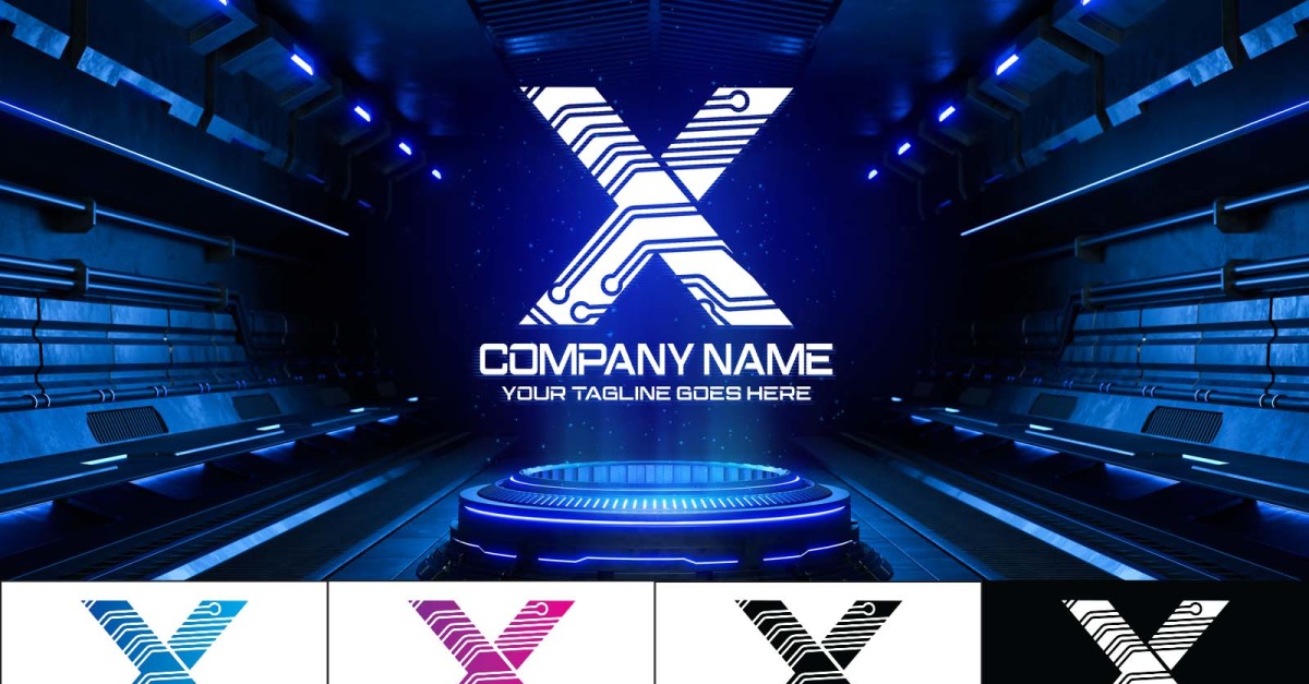 Technology X Letter Logo Design-Brand Identity