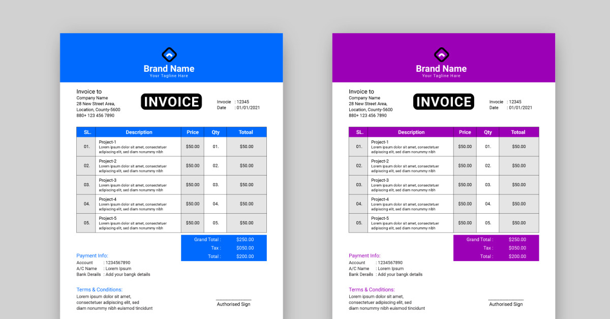 Professional Invoice Template Design 04 - TemplateMonster