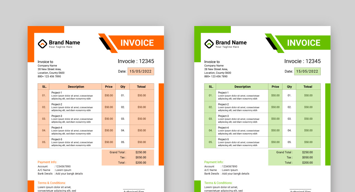 Professional Invoice Template Design 07 - TemplateMonster