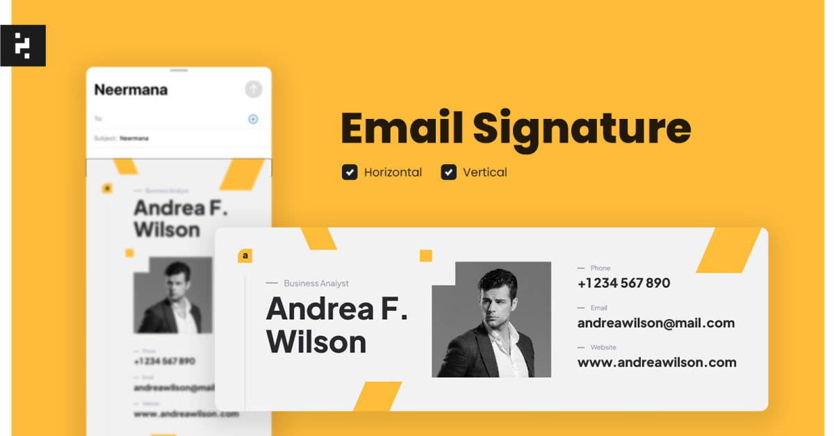 Yellow Corporate Email Signature Template - TemplateMonster