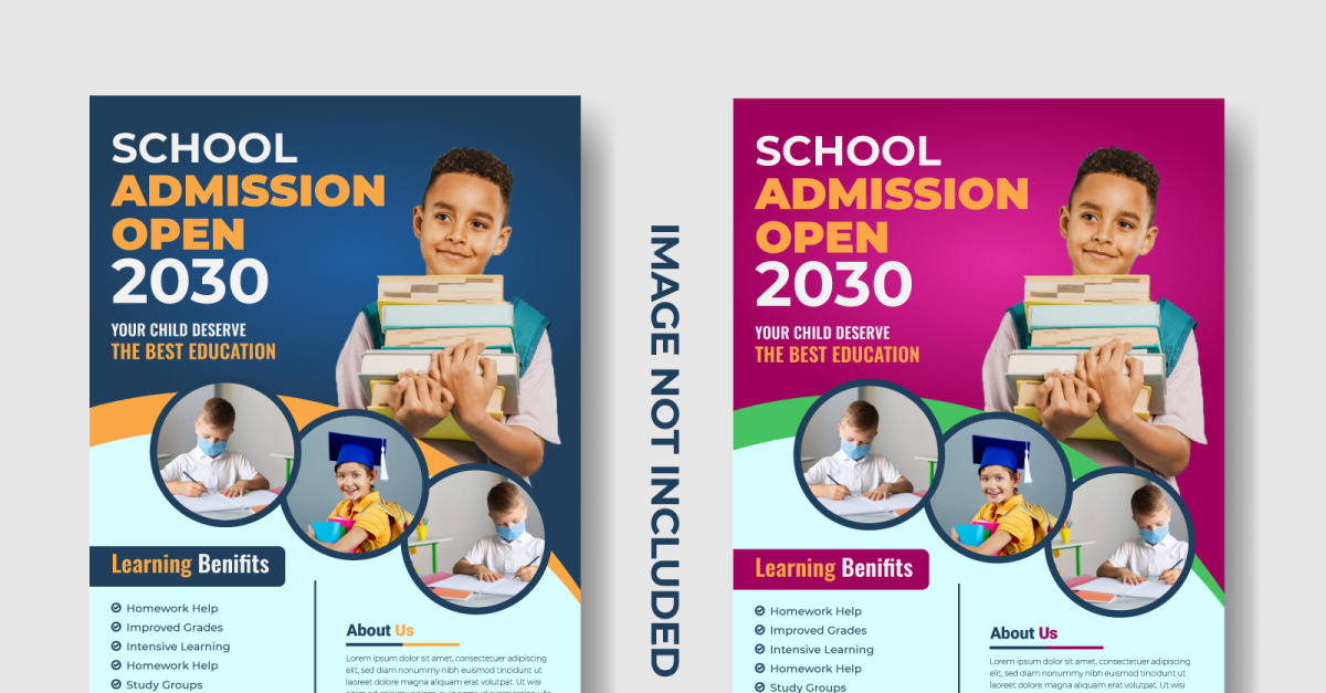 Panfleto De Admissão Escolar Ou Modelo De Cartaz. Design de tamanho de ...