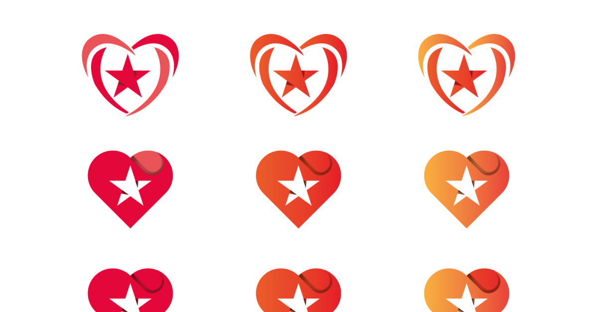 Colorful heart and star icon sets template - TemplateMonster