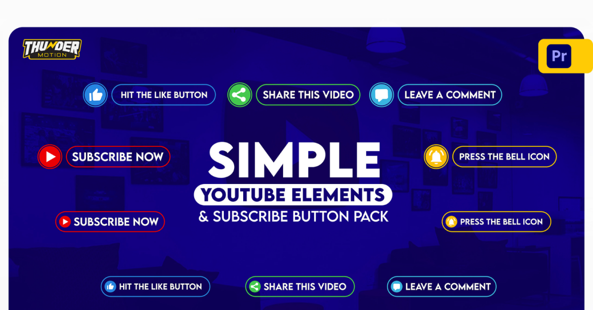 Éléments YouTube simples et pack de boutons d'abonnement - Modèle d ...