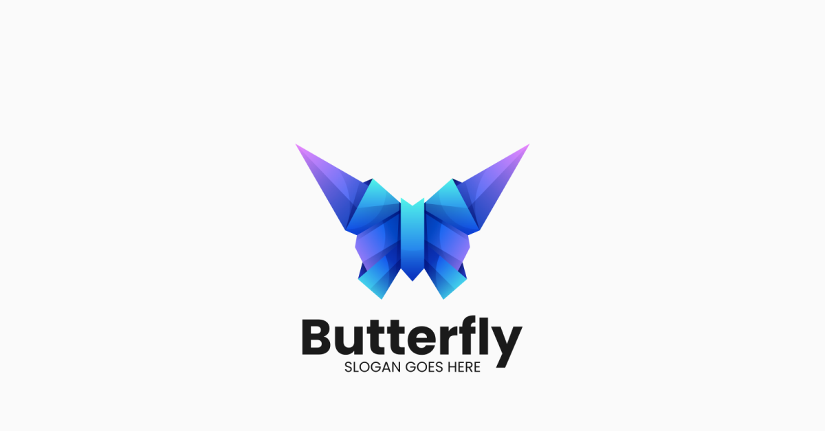 Création de logo Low Poly dégradé papillon - TemplateMonster