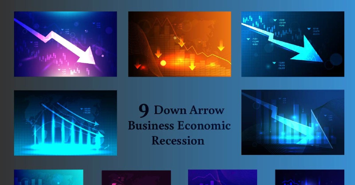 9 Down Arrow Bar Graph Chart Business Economic Recession