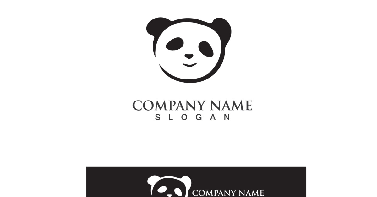 Panda Logo Black And White Head Vector V16 - TemplateMonster
