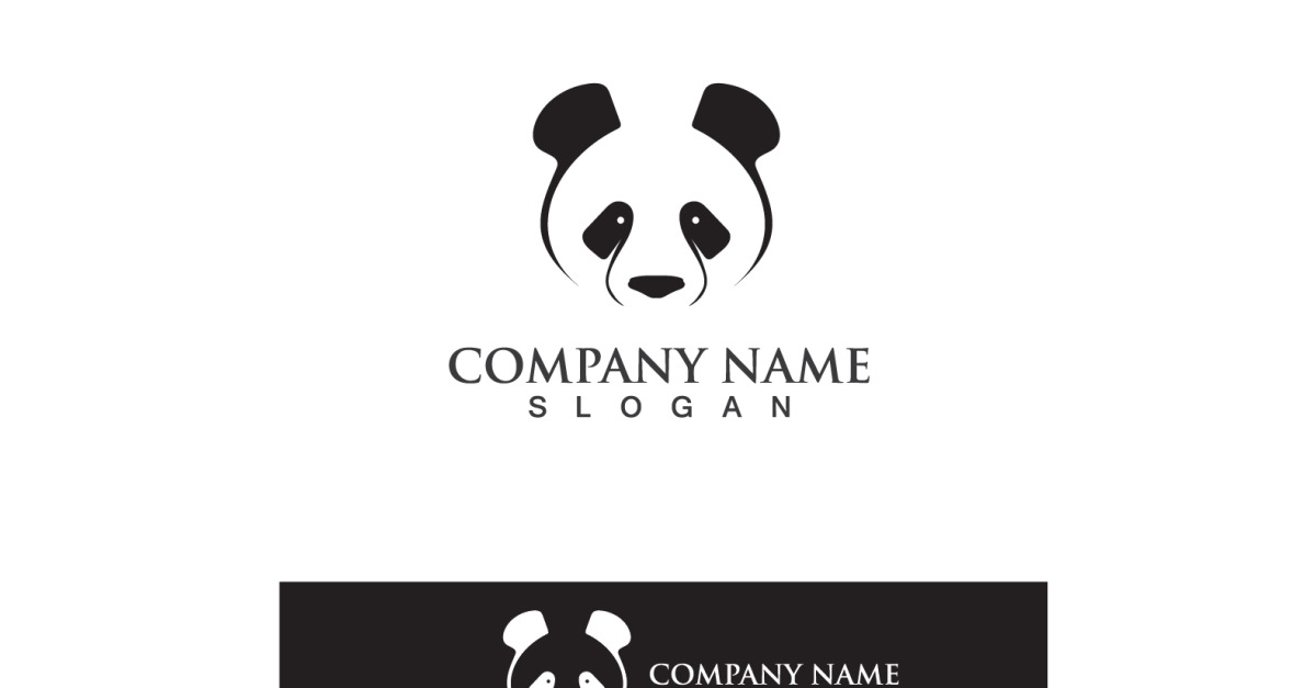 Panda Logo Black And White Head Vector V7 - TemplateMonster