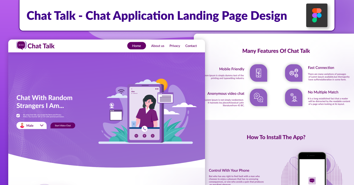 Chat Talk - Chat Application Landing Page Figma Kit