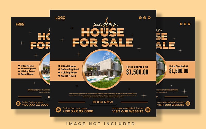 Real Estate Golden Black Social Media Post - TemplateMonster