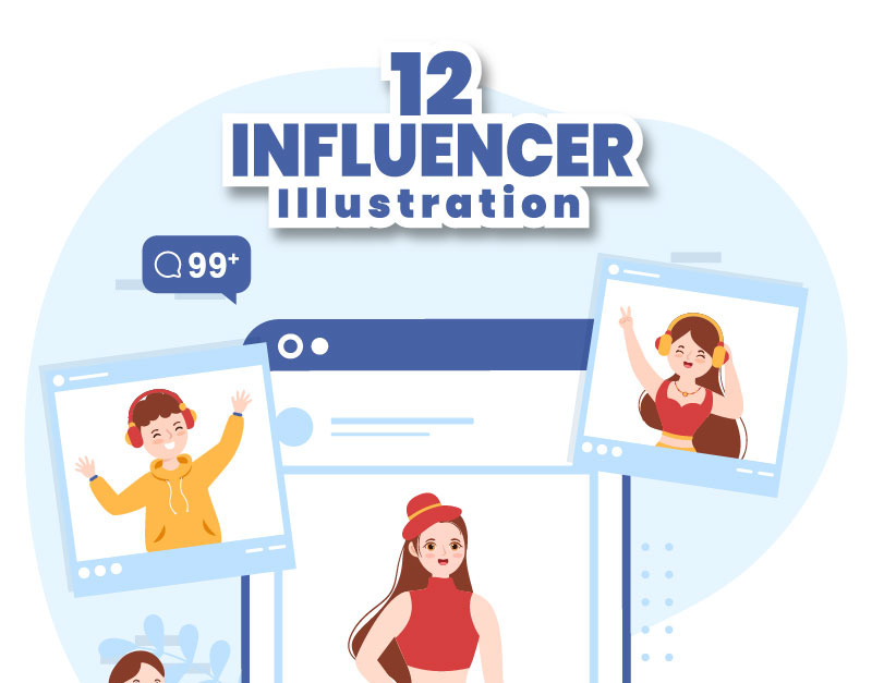 12 Celebrity Influencer Illustration - TemplateMonster