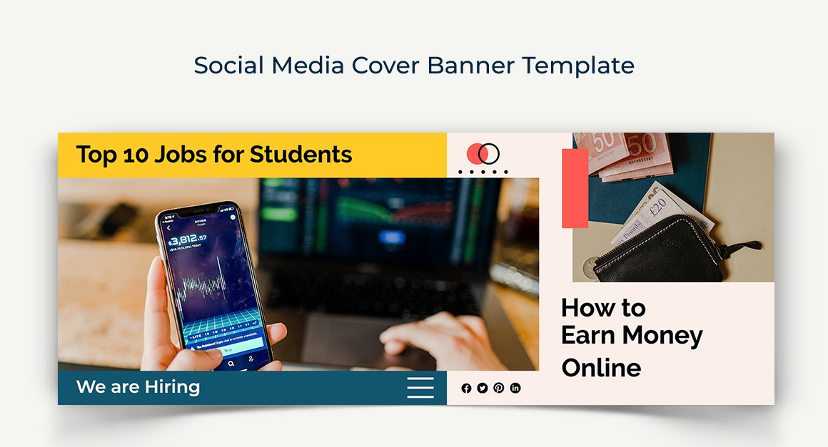 Online Money Earnings Facebook Cover Banner Design Template-01