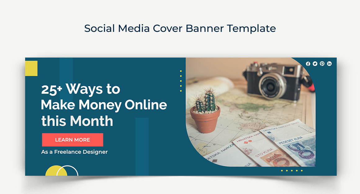 Online Money Earnings Facebook Cover Banner Design Template-04