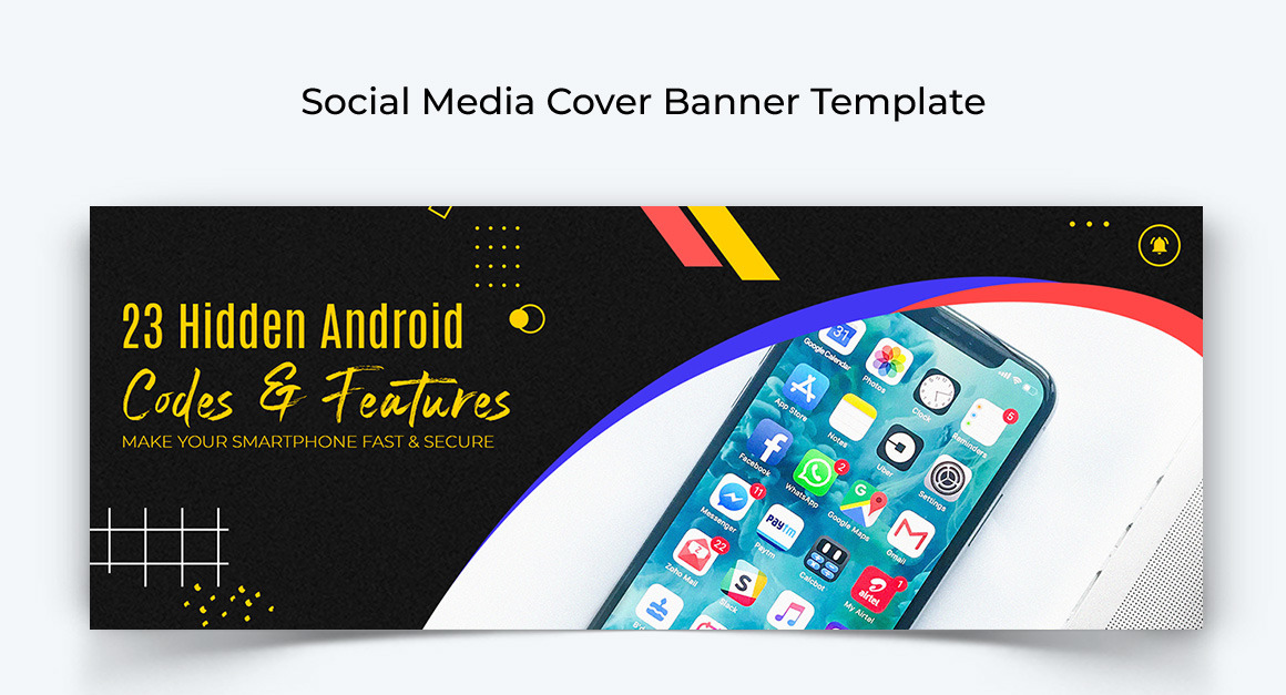 Mobile Tips Facebook Cover Banner Design-07 - TemplateMonster