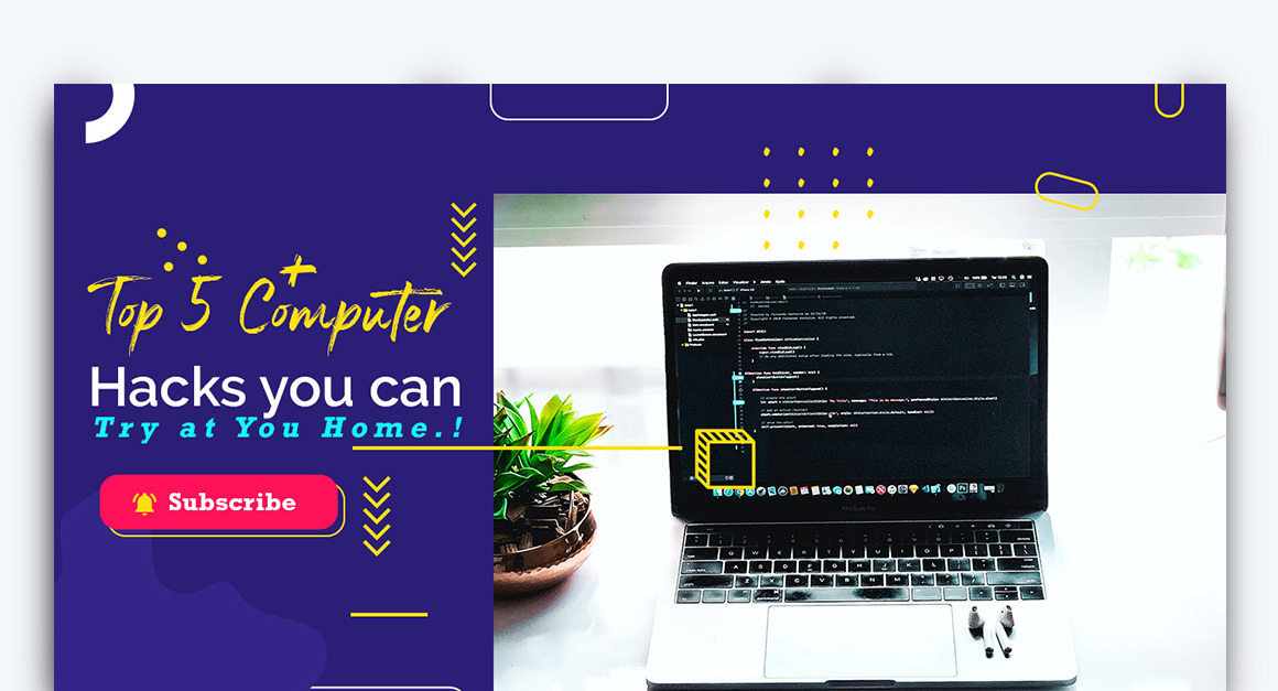 Computer Tricks and Hacking YouTube Thumbnail Design Template-08