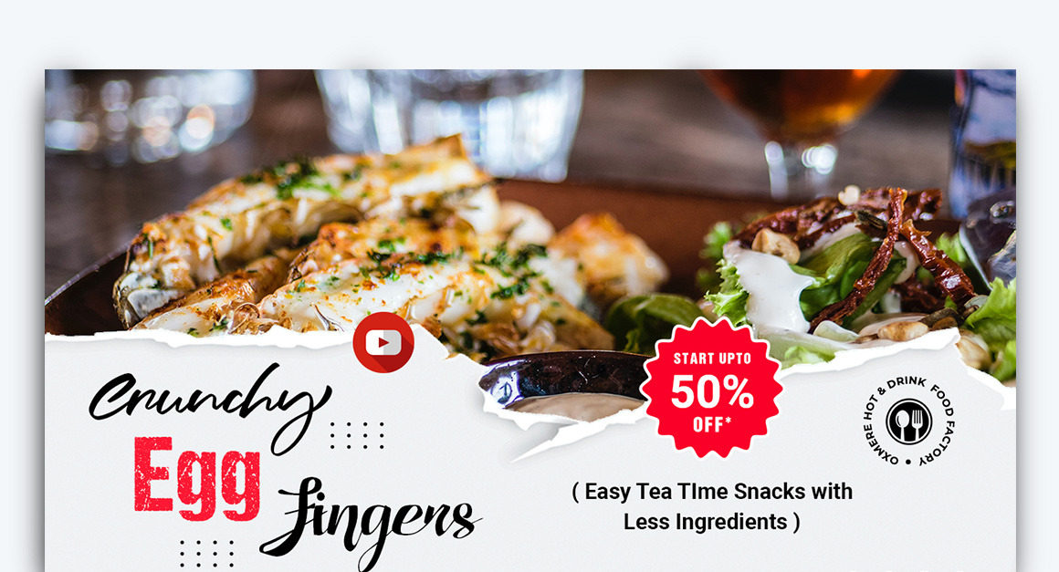 Food and Restaurant YouTube Thumbnail Design Template-15