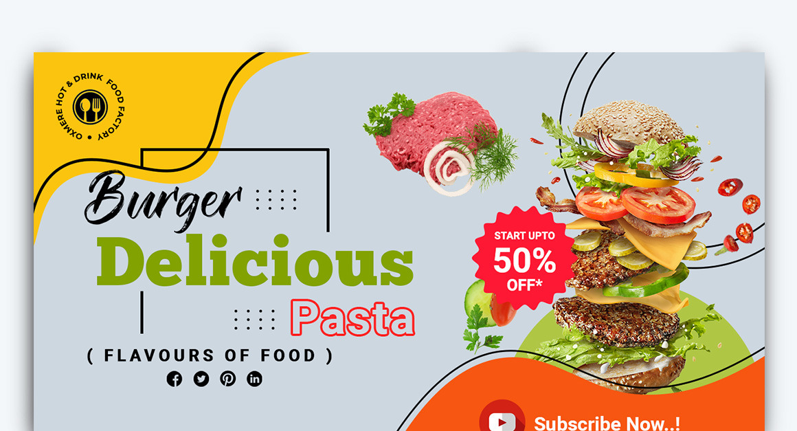 Food and Restaurant YouTube Thumbnail Design Template-16