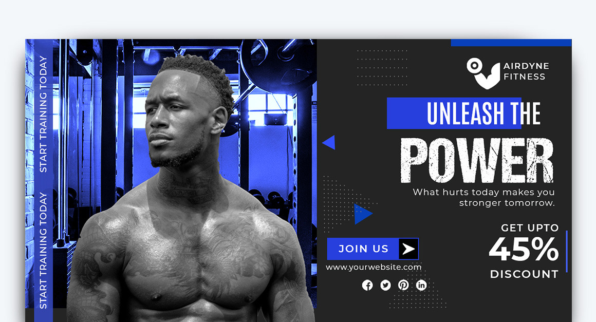 Gym and Fitness YouTube Thumbnail Design Template-32