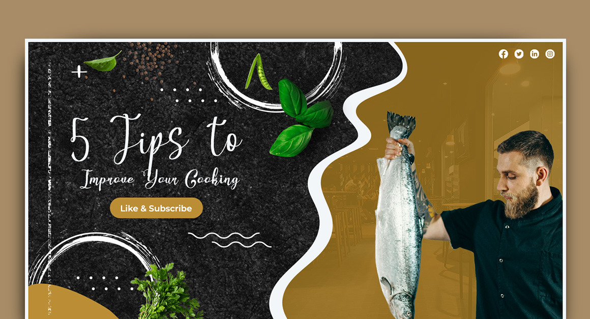 Chef Cooking YouTube Thumbnail Design -01 - TemplateMonster