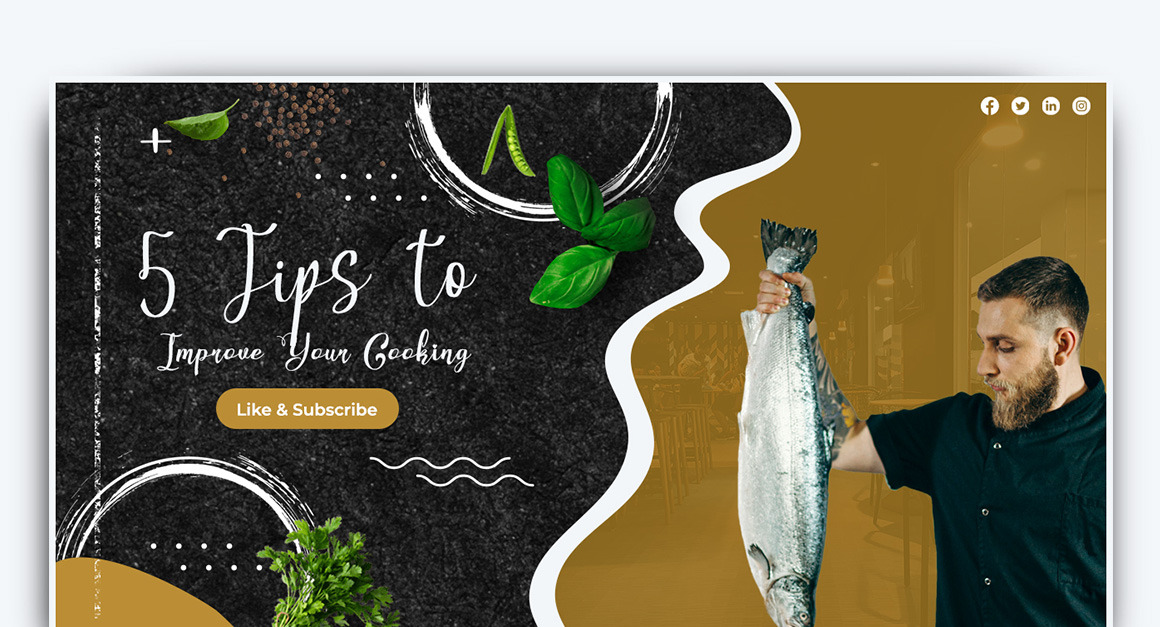 Chef Cooking YouTube Thumbnail Design -001 - TemplateMonster