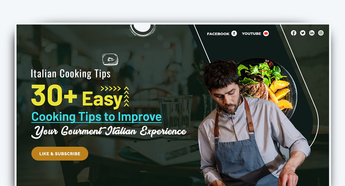 Chef Cooking YouTube Thumbnail Design -008 - TemplateMonster