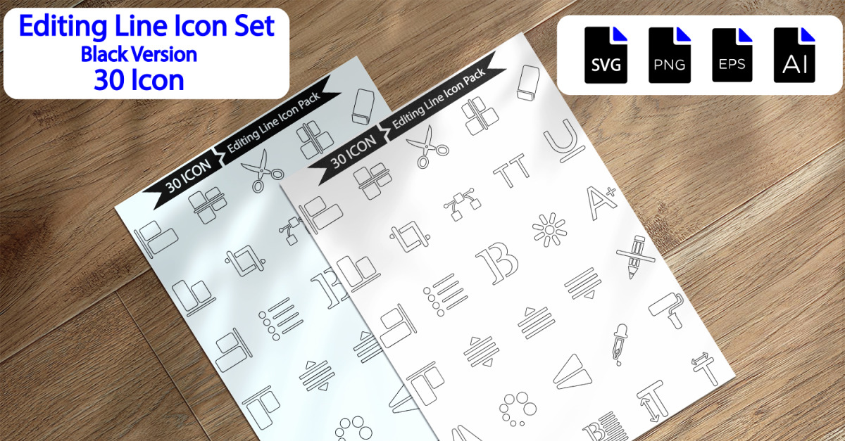 Premium Editing Line Icon Pack #293209 - TemplateMonster