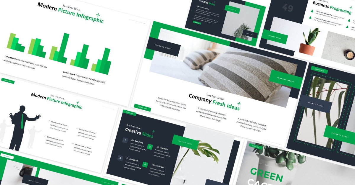 Green Cactus Google Slides Template #293364 - TemplateMonster