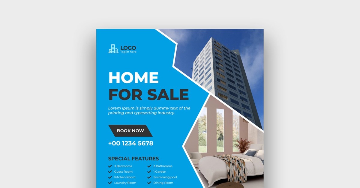 Real Estate Home Social Media Post Design - TemplateMonster