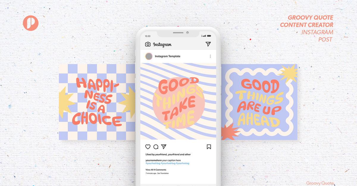 Colorful groovy quote content creator instagram template