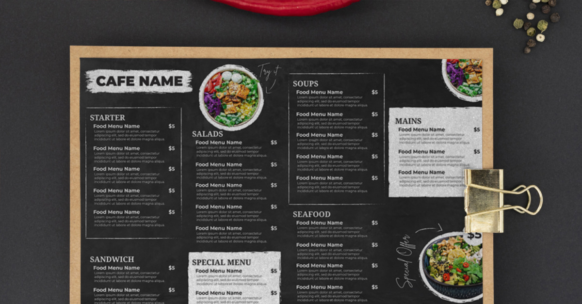 Modello Volantino Menu Cibo - Doppio Lato - TemplateMonster