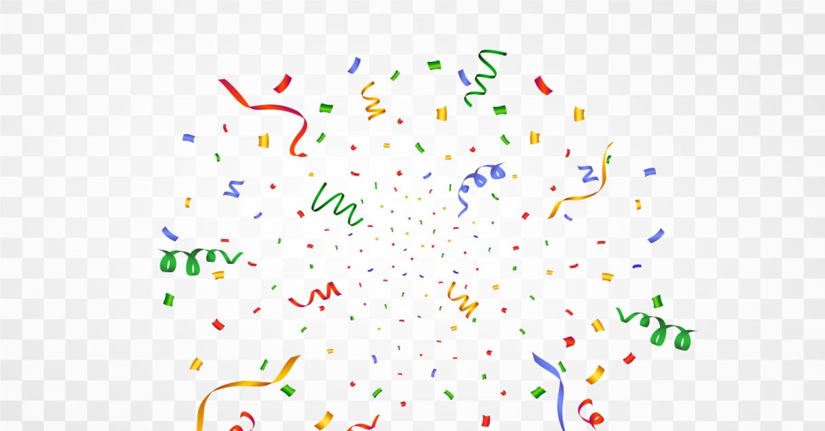 Colorful Confetti and Ribbon Explosion Vector