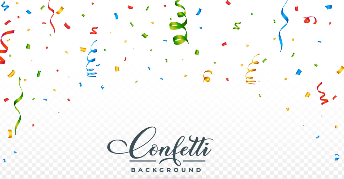 Confettis et vecteur de ruban de fête - TemplateMonster