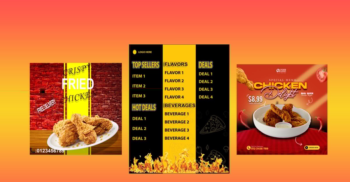 食品传单和社交媒体帖子 #293671 - TemplateMonster