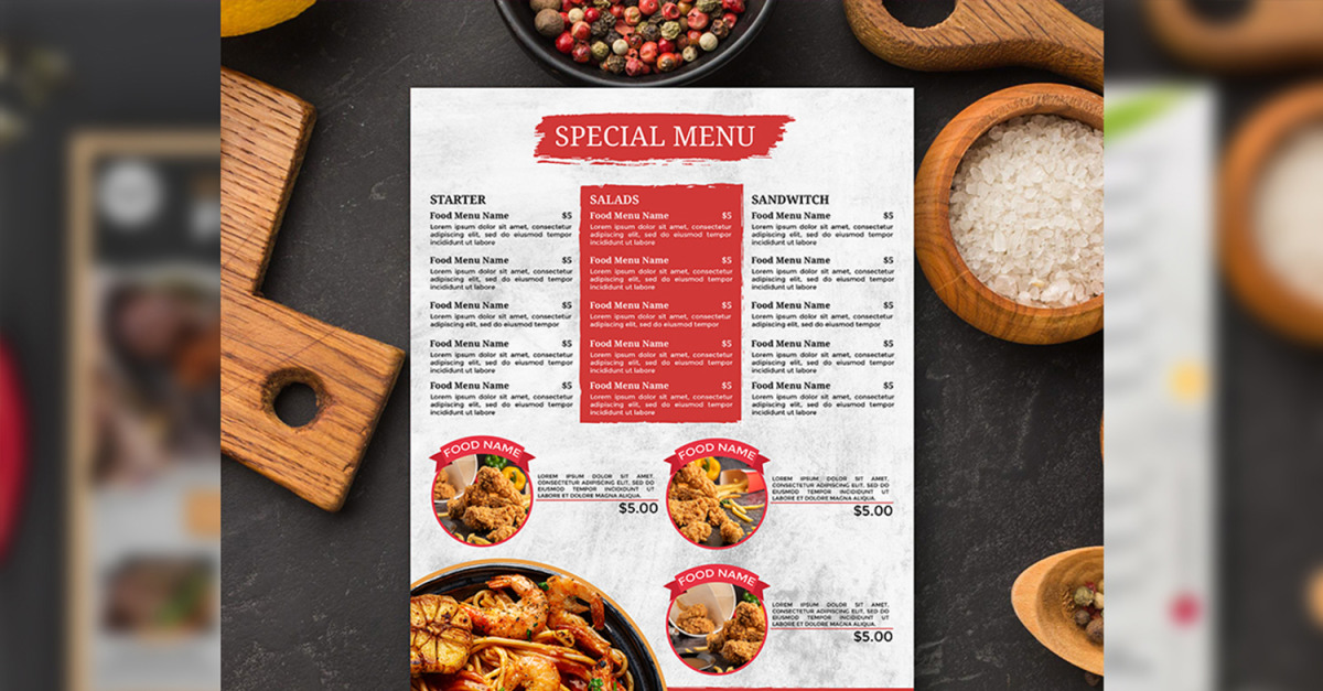 Modèle de menu de restaurant moderne n ° 2 - TemplateMonster